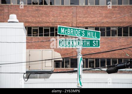 McBride's Hill and Duckworth Street signs in downtown St. John's ...