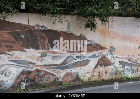 History mural of Fort Amherst Lighthouse on Blackhead Road in St. John ...