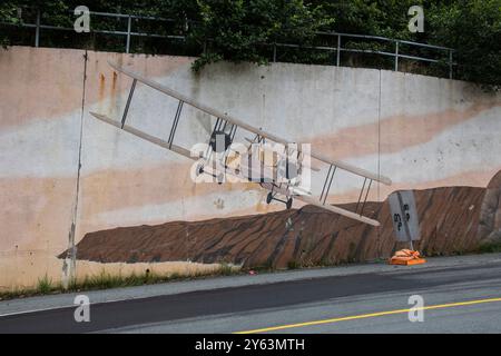 History mural of vintage airplane on Blackhead Road in St. John's ...
