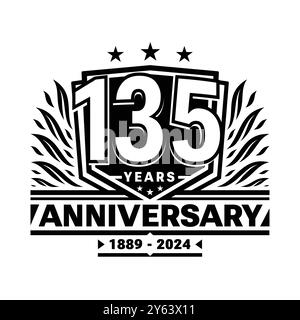 135 years anniversary celebration shield design template. 135th ...