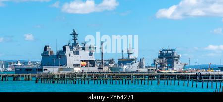 A panoramic image of the New Zealand naval base, HMNZS Philomel and in ...