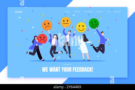 Employee happiness and work attitude feedback business concept flat ...