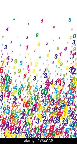 Scattered numbers. Colorful childish digits flying chaotic. Back to ...