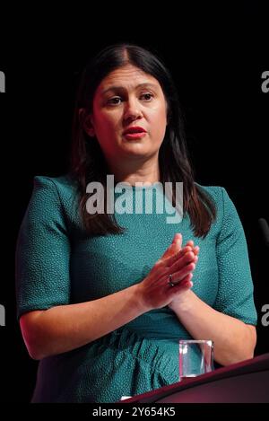 Culture Secretary Lisa Nandy delivers a speech during the Labour Party ...