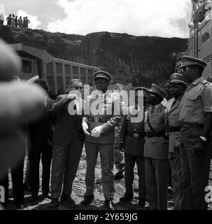 President Joseph Mobutu (right) of the Congo with his wife during a ...