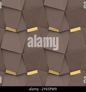 This illustration features a seamless 3D geometric pattern composed of ...