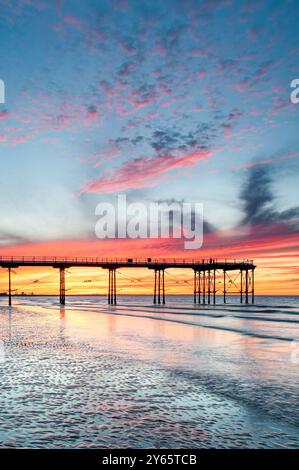 A spectacular sunset over Saltburn pier Stock Photo - Alamy