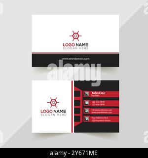 Professional two sided business card vector template with logo place ...