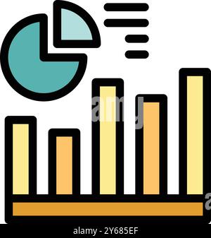 Colorful icon of a statistical graph showing progress with a ...