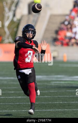 Ottawa RedBlacks quarterback Dru Brown #3 throws the ball in the second ...