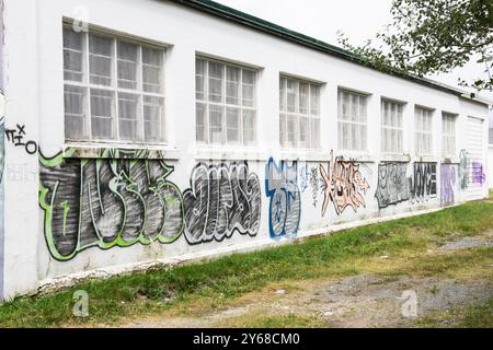 Graffiti tagged on a white building on Blackmarsh Road in St. John's ...
