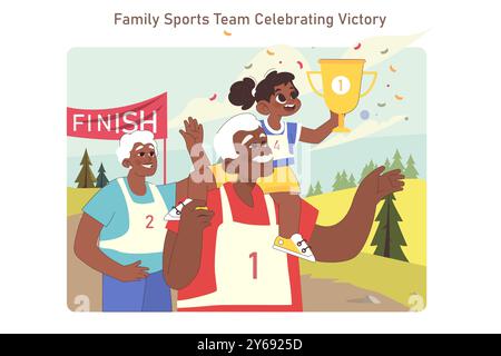 Family sports day. Active parents, grandparents and children team ...