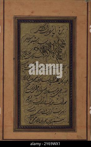 Sample of Calligraphy in Persian Nasta'liq Script, Ink, opaque ...