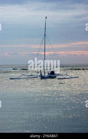 Sandeq, a traditional wooden boat on Palippi beach at Majene Indonesia ...