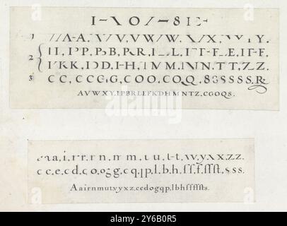 Two designs of writing examples: The Roman square and round letter ...