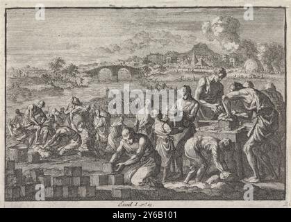 Israelites work in slavery in Egypt, Jan Luyken, 1703 - 1762 print ...