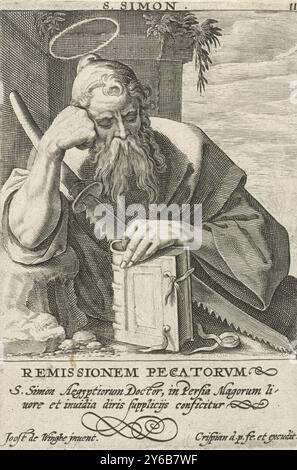 Apostle Simon, Crispijn van de Passe (I), 1574 - 1637 print The apostle ...