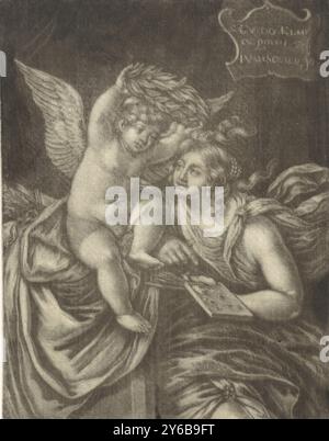 Amor crowns the personification of painting, Jan van Somer, after Guido ...