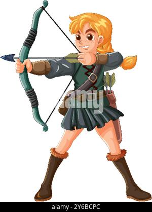 Blonde archer aiming with bow and arrow Stock Vector Image & Art - Alamy