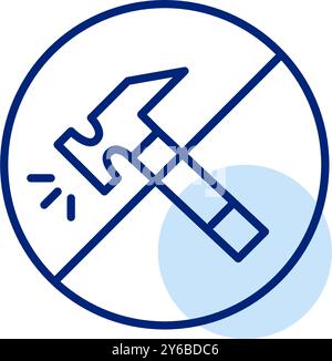 Hammer ban sign. Hammer is forbidden. Prohibited sign of hammer. Red ...