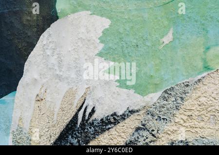 Peeled green paper poster texture with jagged edge on white background ...