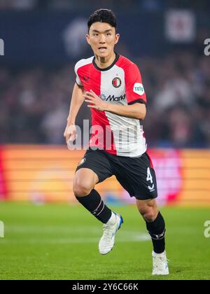 Inbeom Hwang of Feyenoord Rotterdam looks dejected after conceding his ...