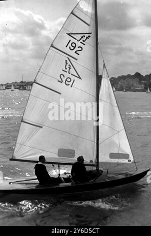 UFFA FOX AND PRINCE PHILIP AT THE TILLER OF THE FLYING FIFTEEN COWESLIP ...