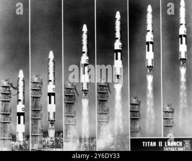 GUIDED MISSILE AND ROCKETS TITAN II LAUNCHED IN CAPE CANAVERAL, FLORIDA ; 15 NOVEMBER 1963 Stock ...