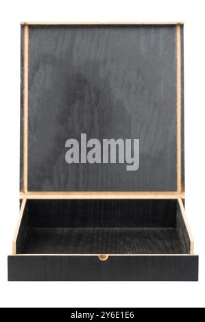 Open wooden crate perspective view isolated on studio background Stock ...