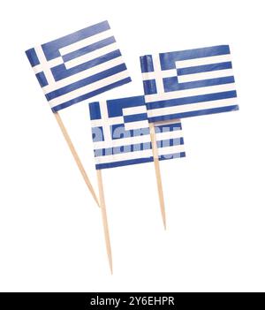 Small paper flags of Greece isolated on white Stock Photo - Alamy