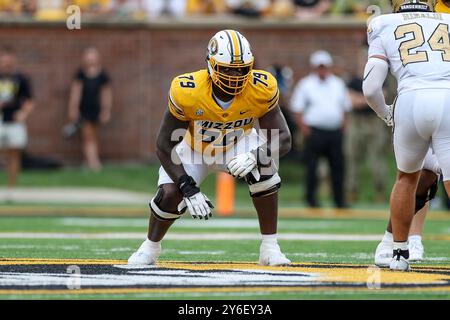 Missouri offensive lineman Armand Membou speaks during a press ...