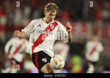 Facundo Colidio of Argentina's River Plate, left, scores his side's ...