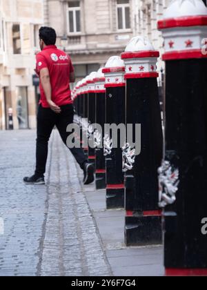 City of London boundary bollards with crest, bollards mark out the ...