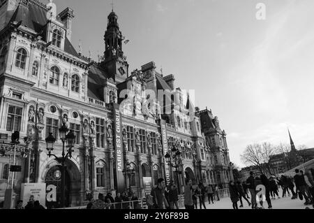 Paris, France - January 17, 2015: Parisian City Hall (Hotel de Ville ...