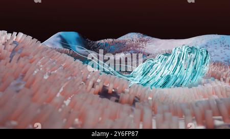Peritrichous Bacteria with lot of flagellum, harmful bacillus with long ...