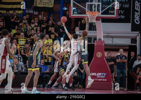 Joshua Roberts of Aris Midea Thessaloniki seen in action during the BKT ...