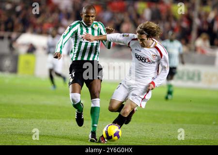 Sevilla FC vs Real Betis scarf, merchandising before La Liga EA Sports ...