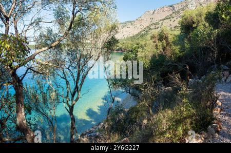 Beautiful scenery by the sea in Elia public beach, near Igoumenitsa ...