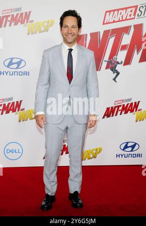 Paul Rudd, star of "Ant-Man," walks the red carpet at the premiere of ...