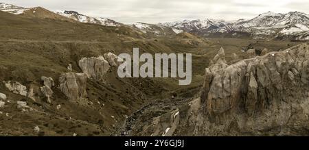 Devil's molar tooth rock Muela del Diablo in Andes, Maule Chile Stock ...