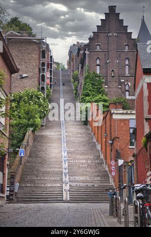 Liege, Belgium, June 2021: Famous Montagne de Bueren stairs in Liege ...