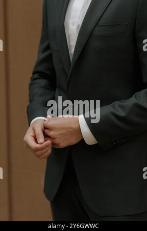 Close up of formal attire with cufflinks and wedding ring Stock Photo ...