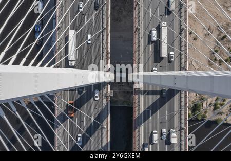 An aerial shot of Bastei bridge in Saxon Switzerland Stock Photo - Alamy