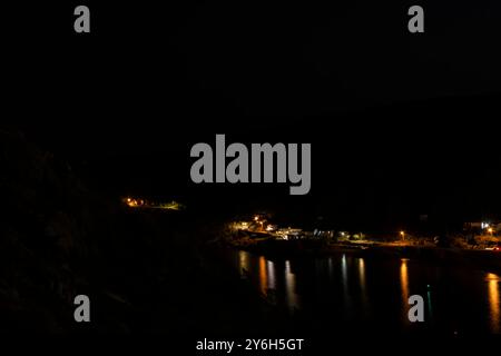 The harbor and downtown at night in St. John's, Newfoundland & Labrador ...