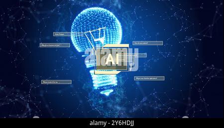 Image of ai interface dialogue boxes over dark server room Stock Photo ...
