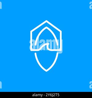 surfing house ocean sport minimalist logo design vector Stock Vector ...