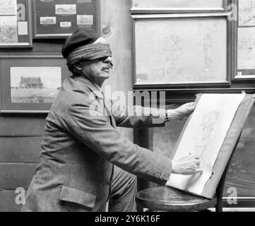 Teaching the blind to draw . Mr T R Ablett , art director of the Royal ...