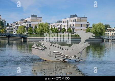 Skulptur, Walfisch von Charles Willard Moore, Neubauten, Tegeler Hafen ...