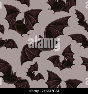 Halloween seamless pattern with black bat Stock Photo - Alamy