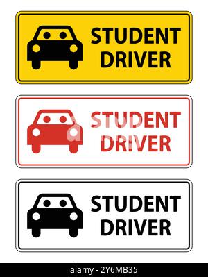 Caution Sign, Student Driver Sign Stock Vector Image & Art - Alamy